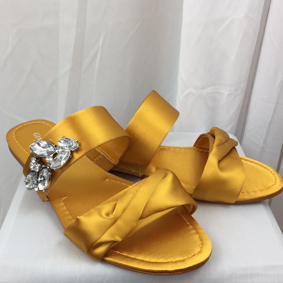Gianni Bini | Shoes | Gianna Bini Yellow Gold Embellished Slide Sandals ...